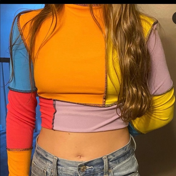SHEIN | Tops | Shein Neon Colorblock Shirt | Poshmark